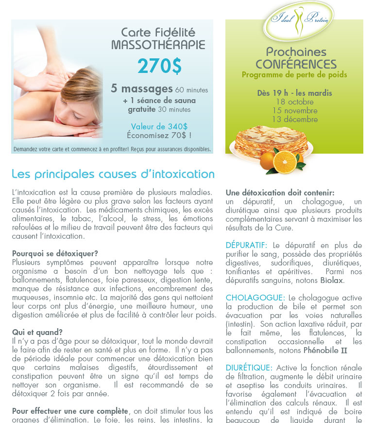 Infolettre - Centre Santé Minceur Josée Malric - Octobre 2011